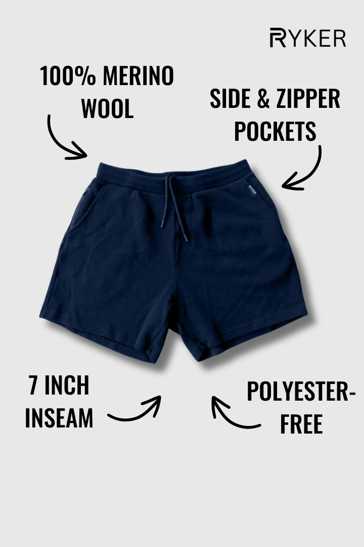The Apollo 100% Merino Wool Shorts - Ocean - 7"